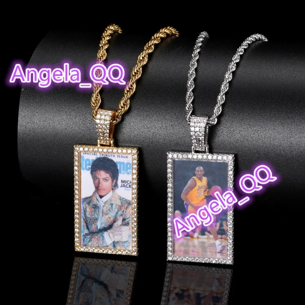 Customizable Iced Out Diamond Photo Memory Locket Pendant Necklace Mens ...