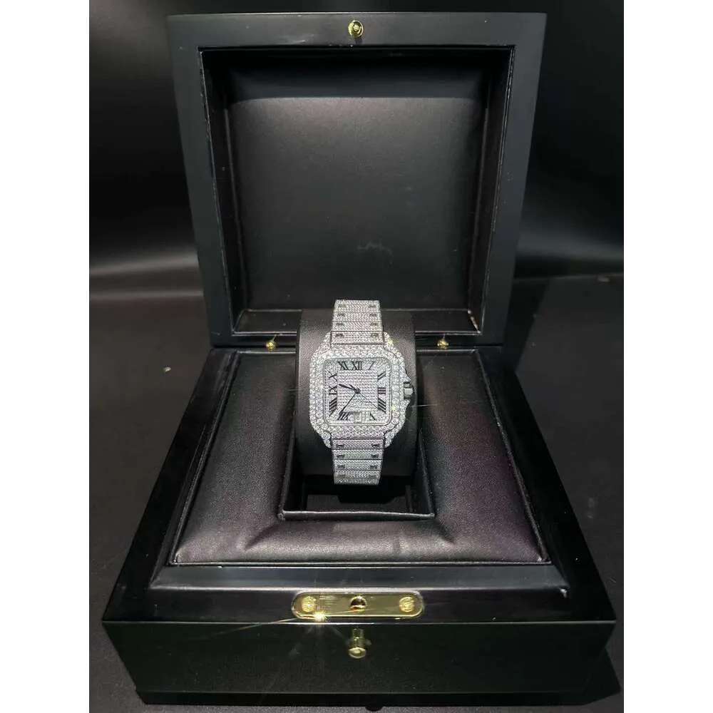 Moissanite iced out watch 40 mm dial mechanical automatic hip hop rock ...