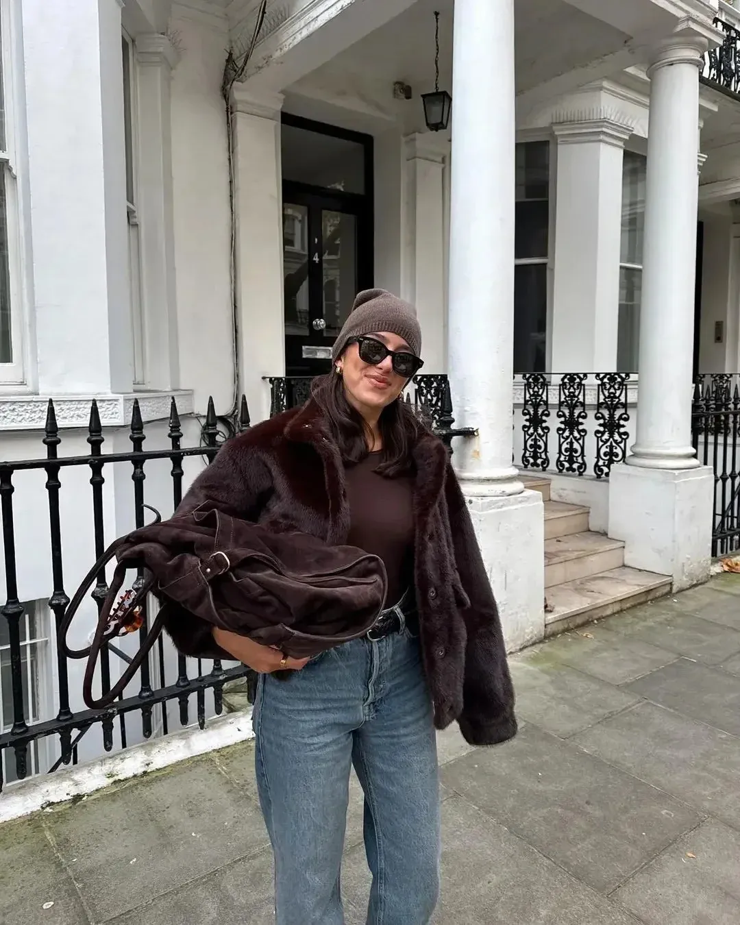 Ladies Faux Fur Coat Women Single Breasted Plush Stand Collar Long ...