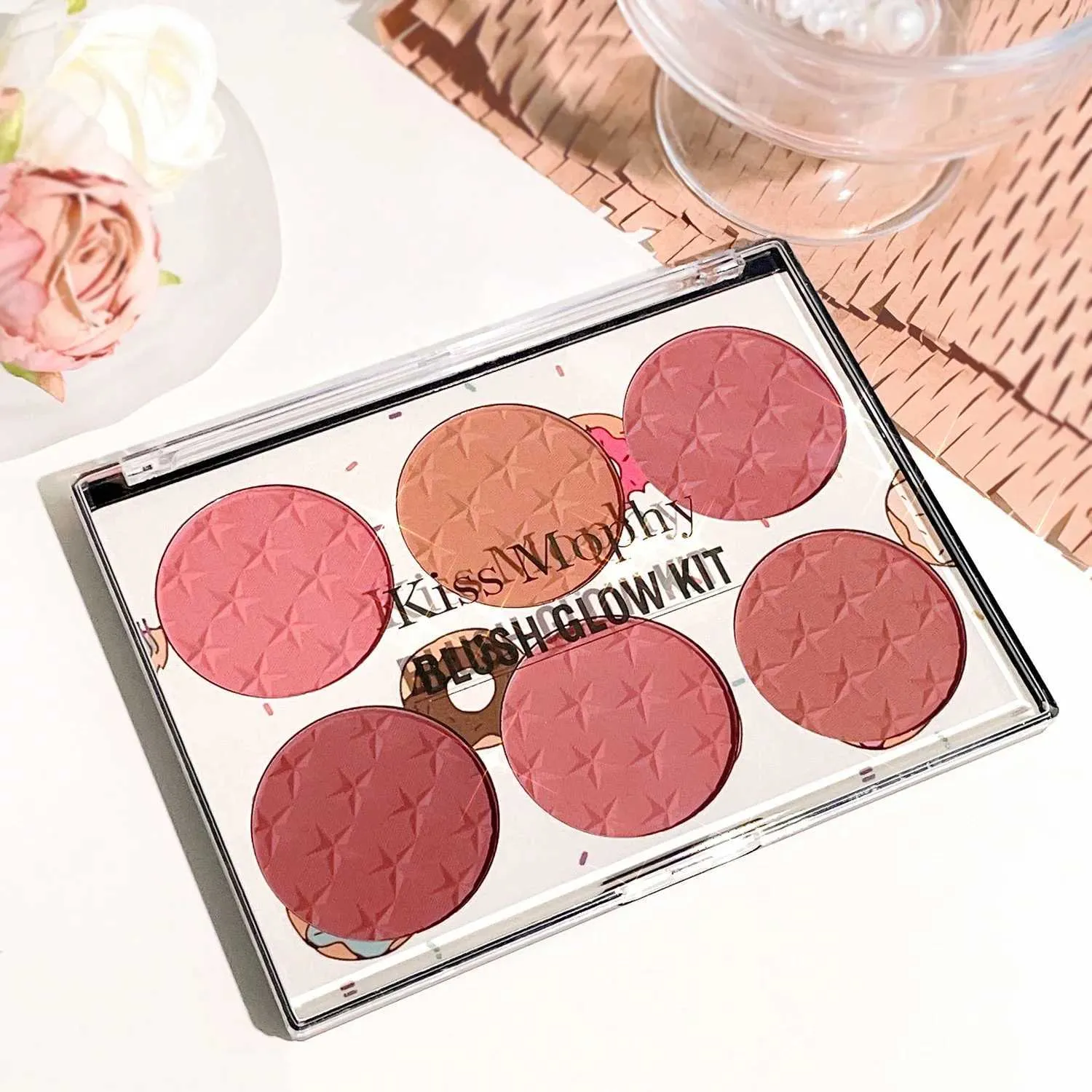 6-Color Matte and Pearlescent Blush Contour Powder Makeup Palette with ...