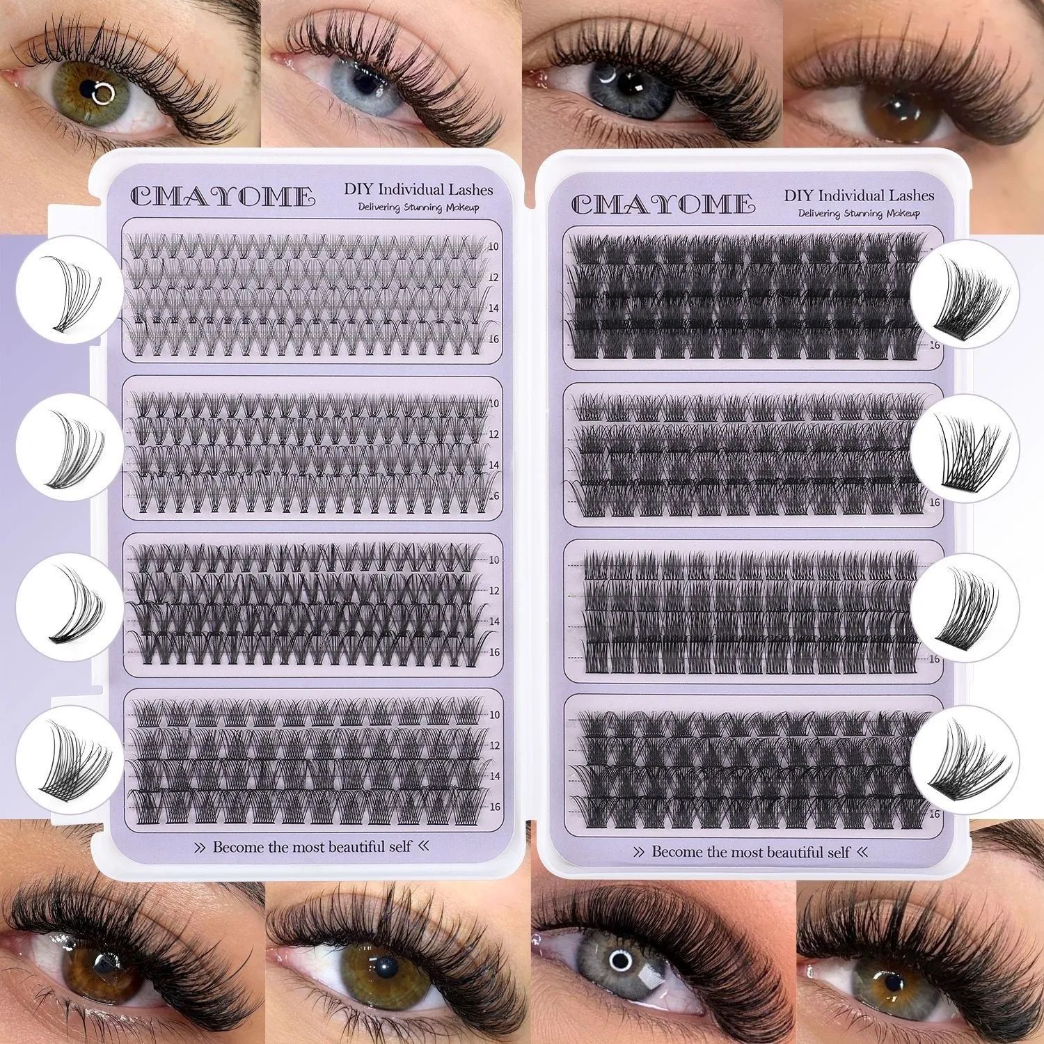 Natural Fluffy DIY Individual Eyelashes 484 Clusters Thick Curled ...