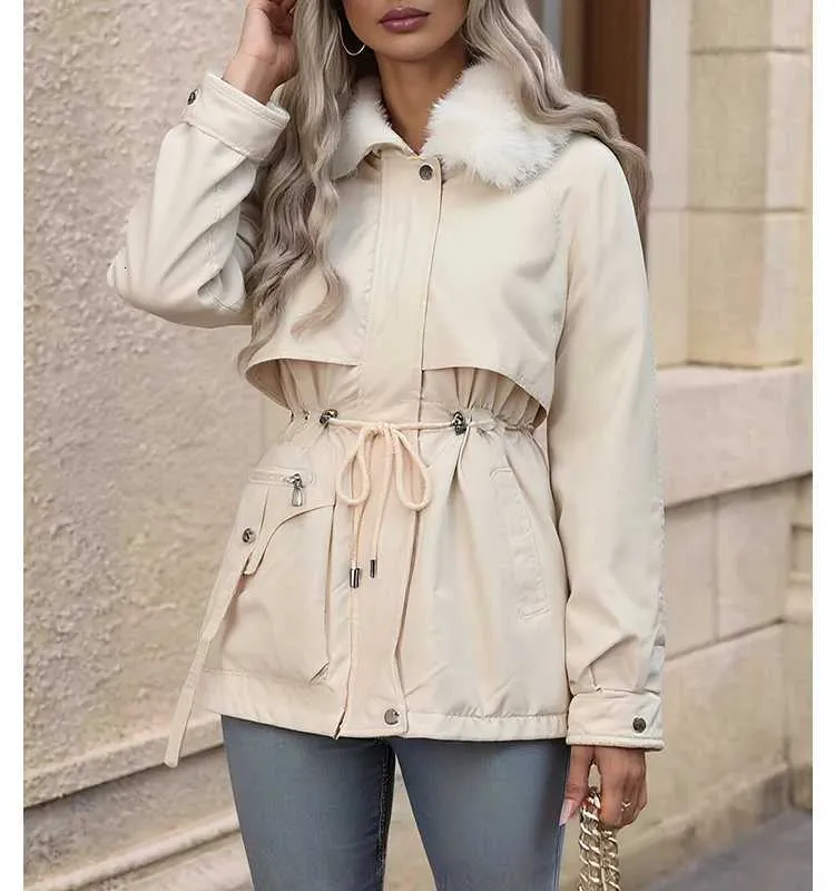 Womens Cotton-Padded Plush Warm Parka Jacket with Hood 60% White Duck ...