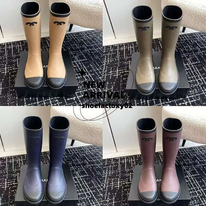 Brand Womens Rubber Rain Boots Thick Soled Round Toe Ankle Boots For ...