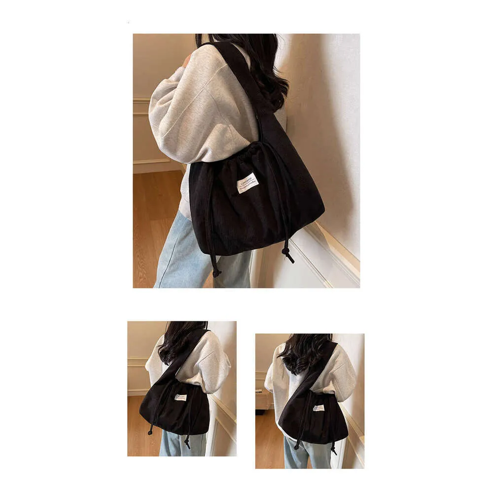 Corduroy Shoulder Tote Bag for Women Large Capacity Half Moon Shape ...