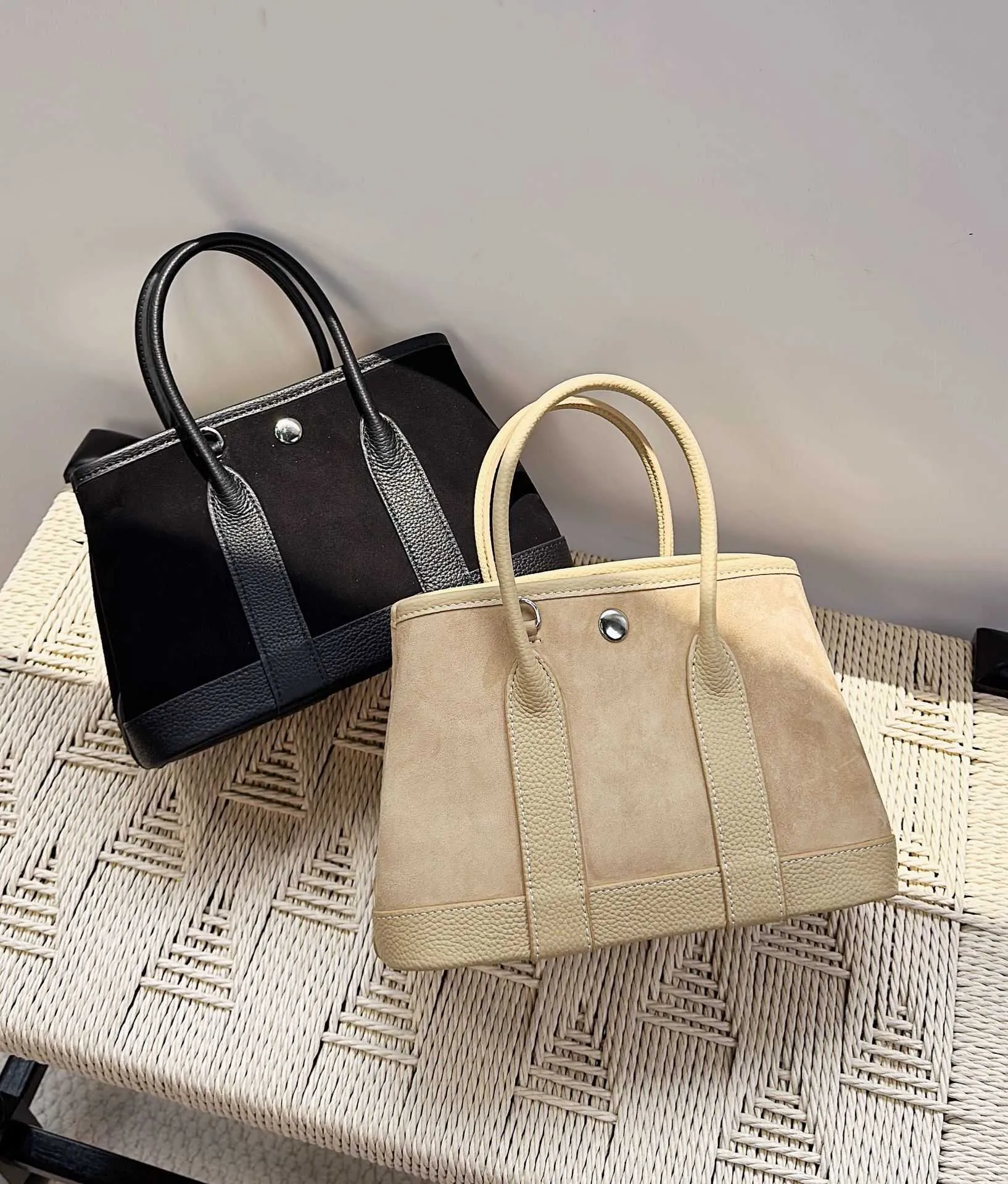 Designer Leather Tote Handbag Medium Genuine Leather Suede Tote Bag ...