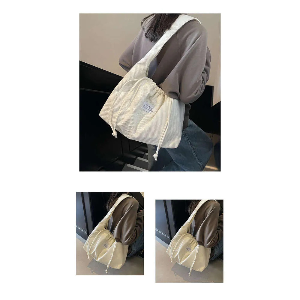 Corduroy Shoulder Tote Bag for Women Large Capacity Half Moon Shape ...