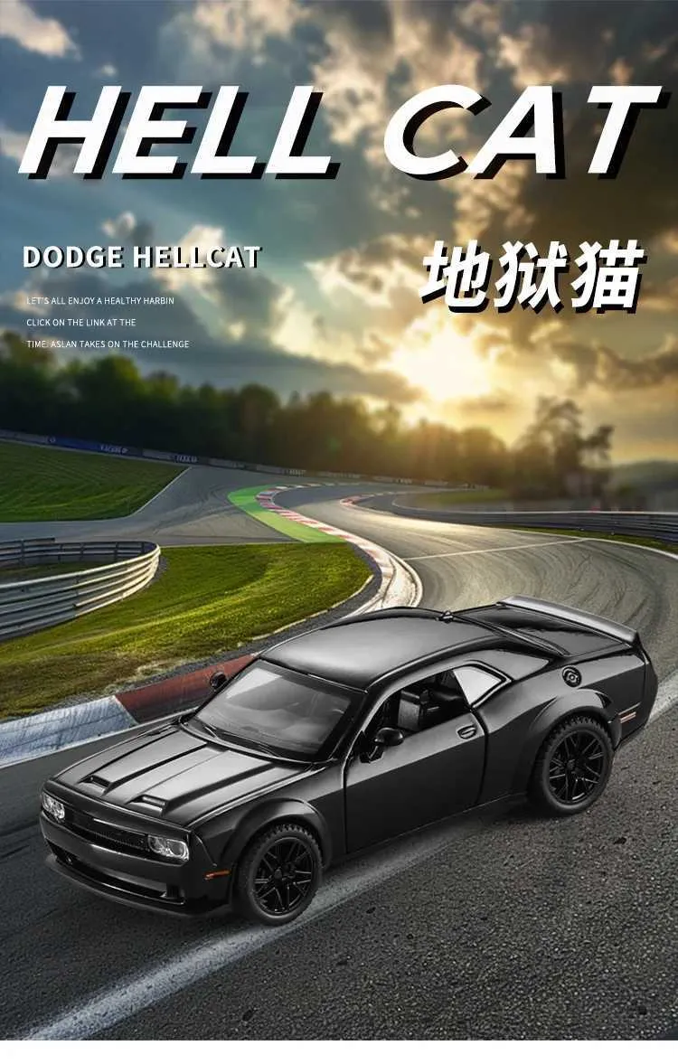 Dodge Challenger Hellcat 1:5 Scale Die-Cast Metal Toy Car with Pull ...