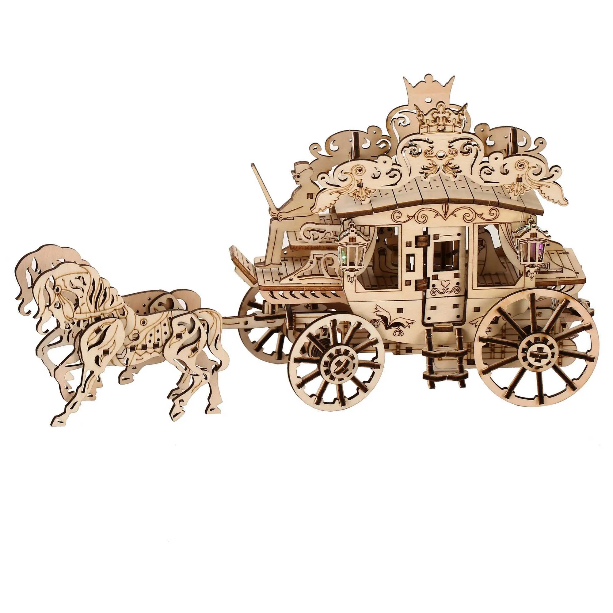 3D Wooden Puzzle Mechanical Car Model Kit DIY Handcraft Building Toy ...