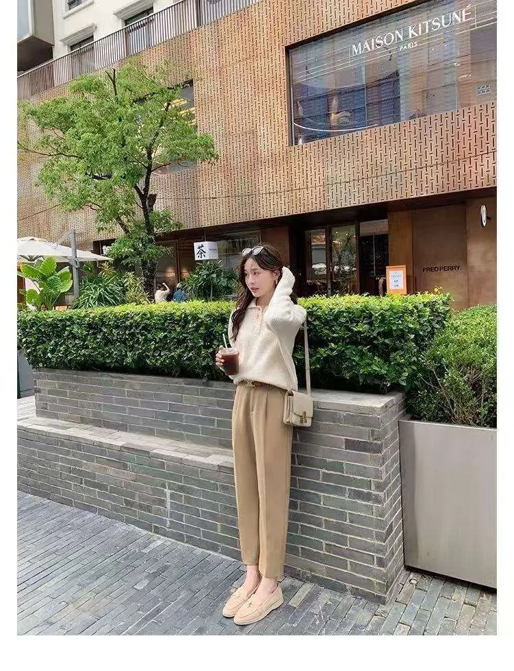 Flat Moccasin Shoes Leather Loafers Slip-On Tassel Lock Buckle 2-Inch ...