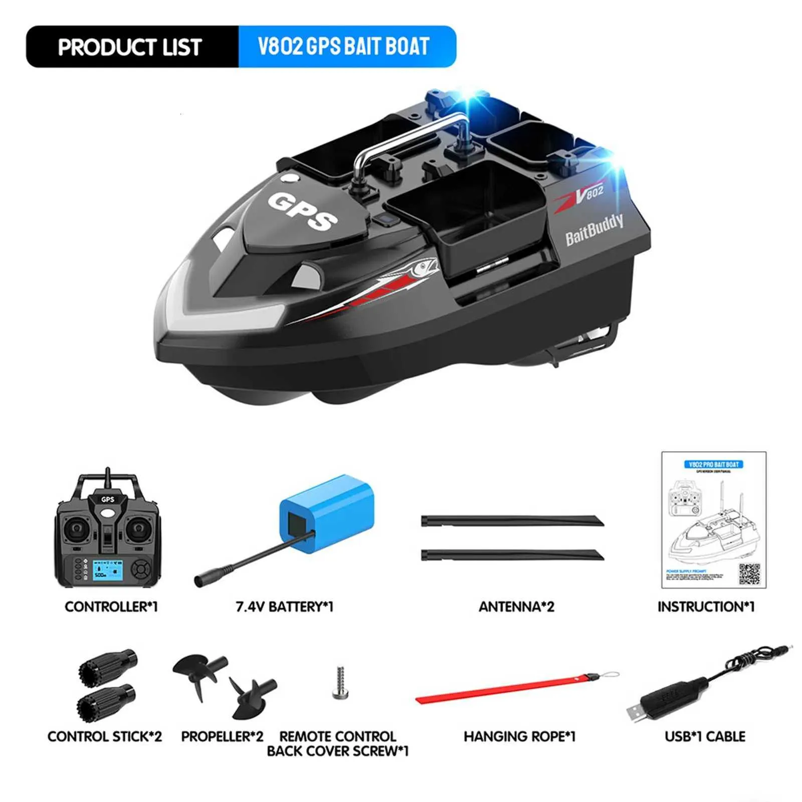 3KG Loading 500M Remote Control Fishing Bait Boat with 160 GPS Points ...