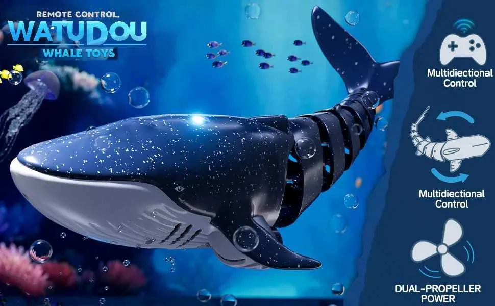 Remote control whale water spray toy 1:4 scale electric boat for ...