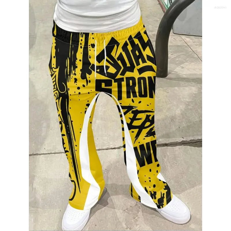Men's Y2K Flared Polyester Knit Pants with Zipper Fly Closure for ...