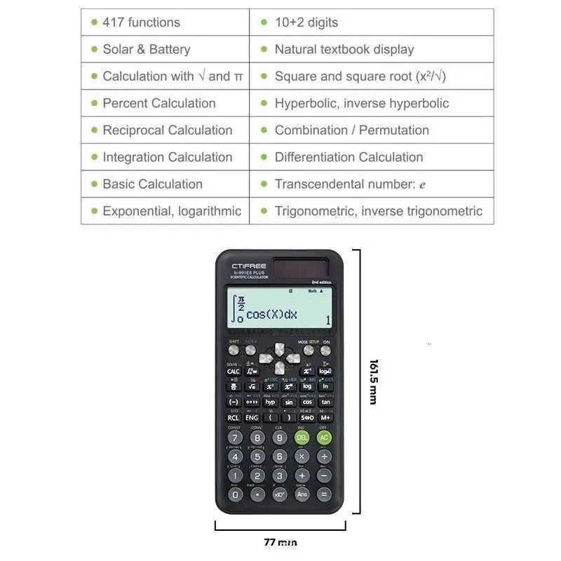 Scientific Calculator 12-Digit Display Matrix Complex Number Equation ...