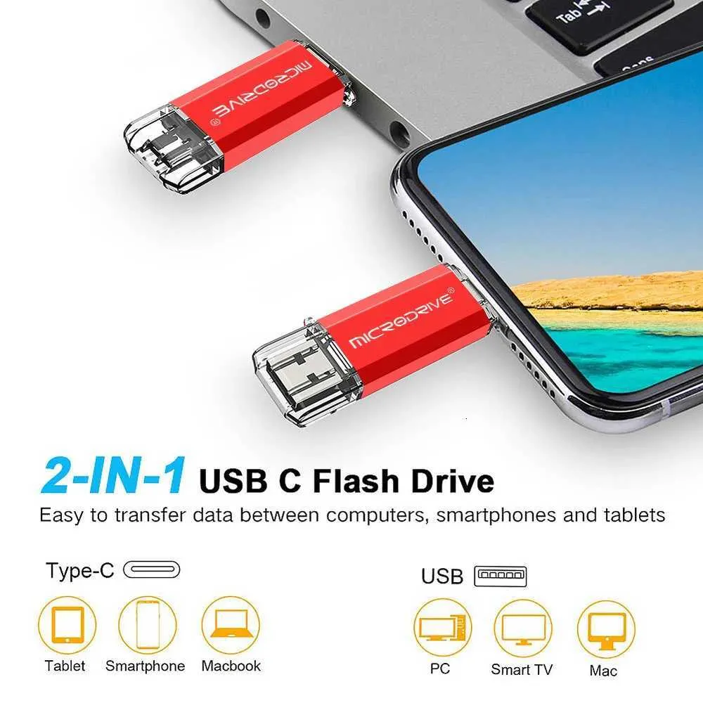 Type C USB Flash Drive Metal Body Micro OTG USB Stick 4GB 8GB 16GB 32GB ...