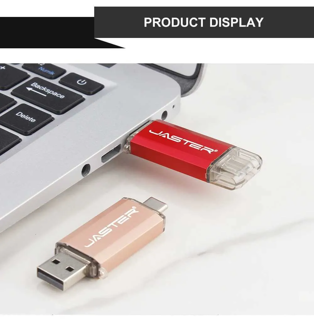 JASTER Type C OTG USB Flash Drive 4GB to 128GB Metal Memory Stick 20 ...