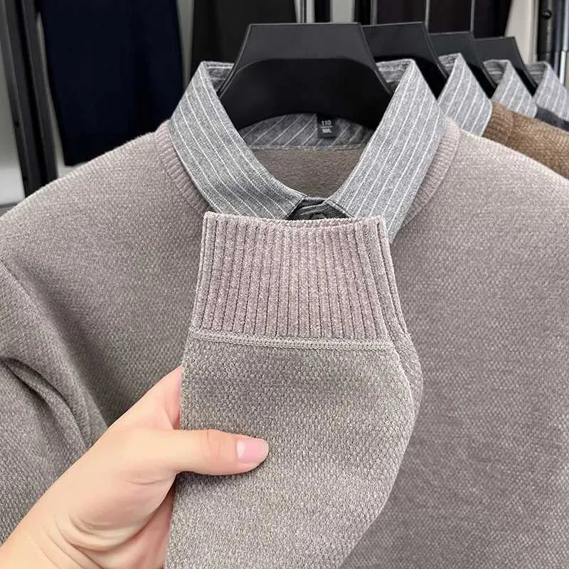 Cartoon Bear Print Knitted Mens Sweater V-Neck Zipper Pullover Wool ...