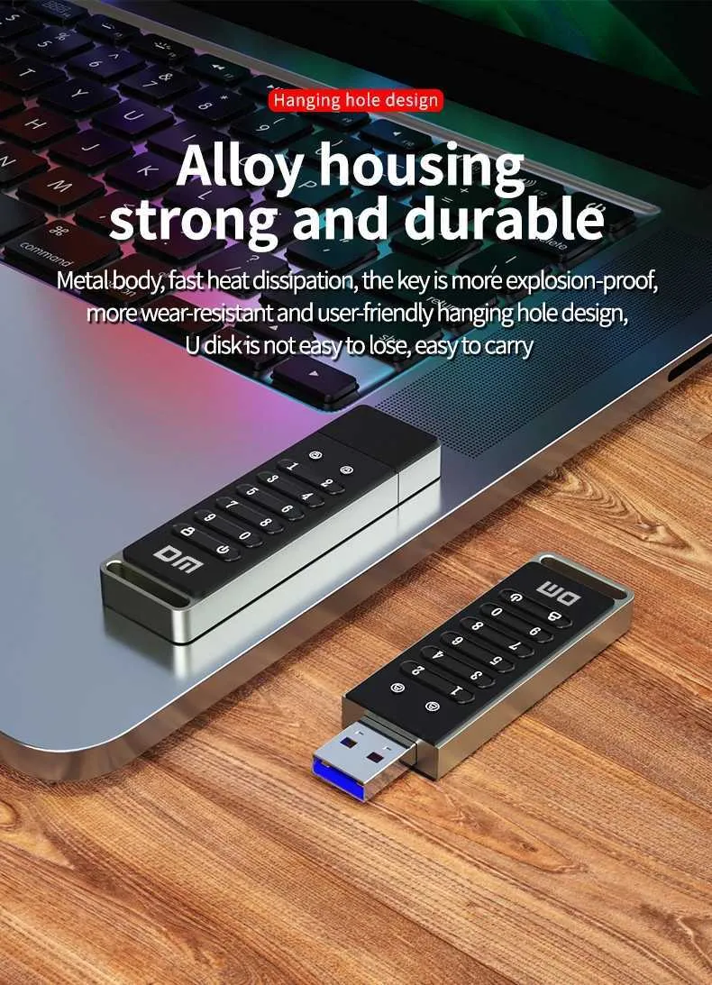 Secure USB Drive Metal Password Protected Flash Drive USB 3.2 with Reset Wipe Auto Lock from ...