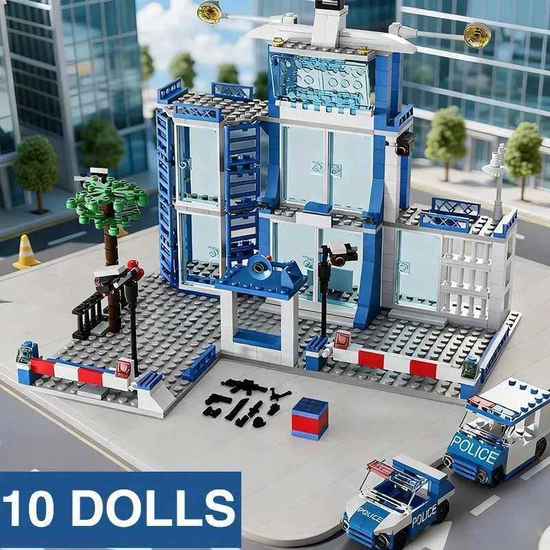 SWAT Police Station Building Blocks Set Military Prison Car & Policeman ...