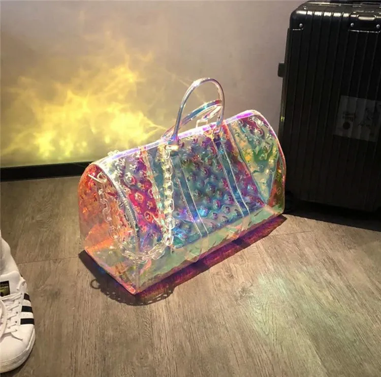 Holographic Designer Duffel Bag for Women with 36-55L Capacity and ...