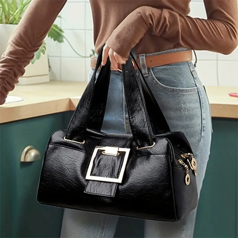 Women Mini Multi-layer Top-handle PU Leather Handbag with Zipper ...