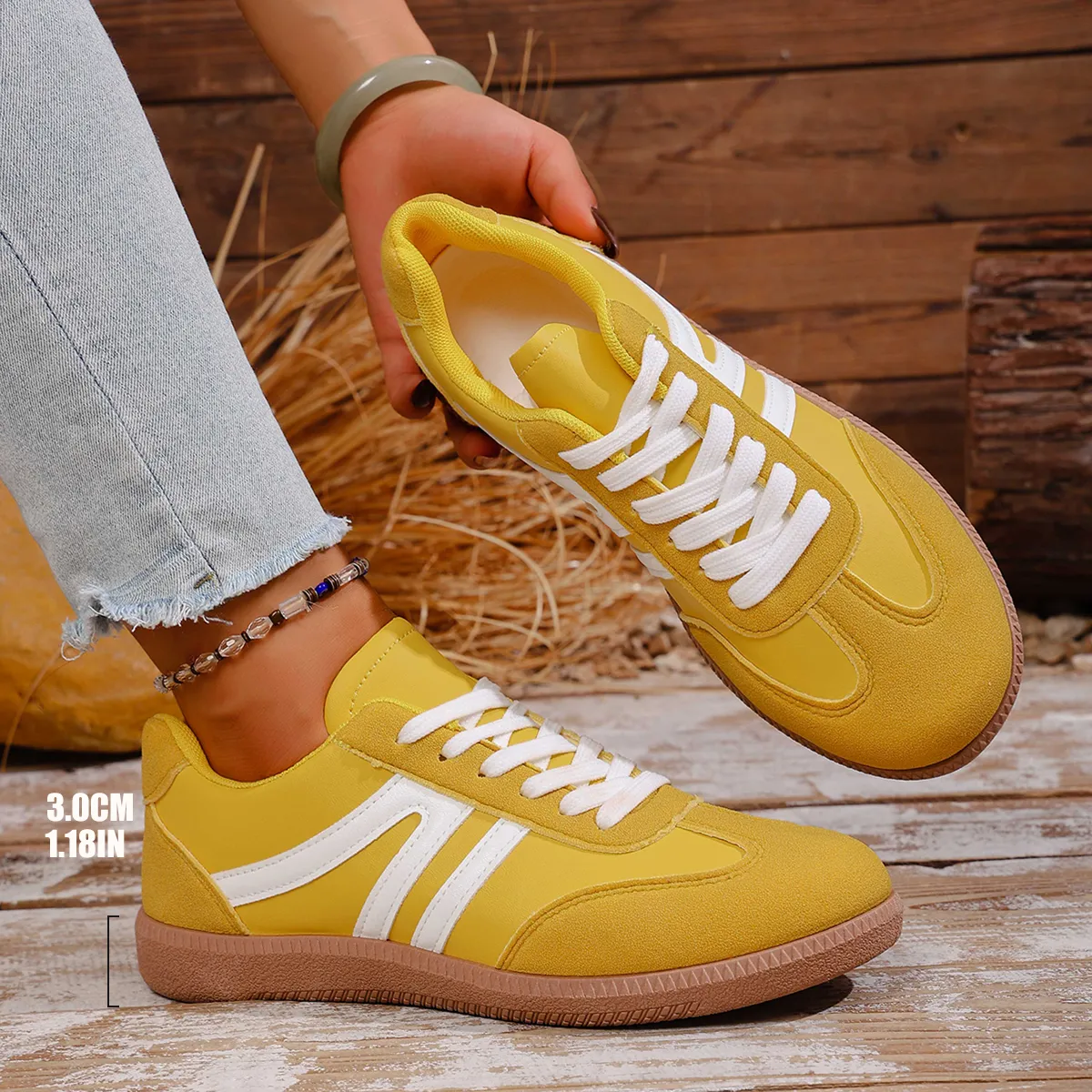 Red athletic shoes women lace-up casual sneakers with canvas upper and ...