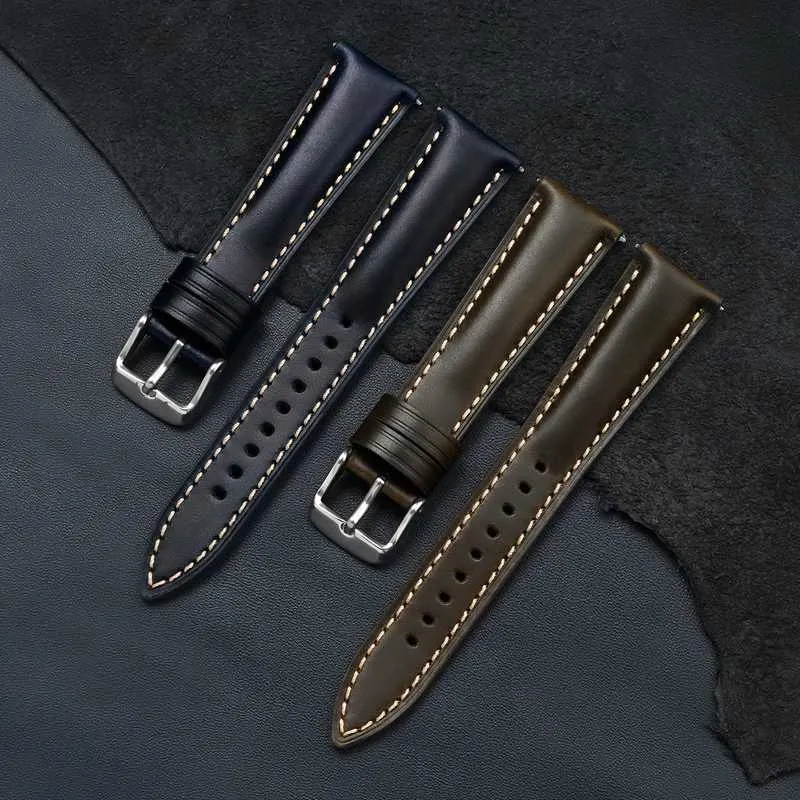 Oil Wax Leather Nylon Strap 20mm 22mm Smart Universal Retro Quick ...