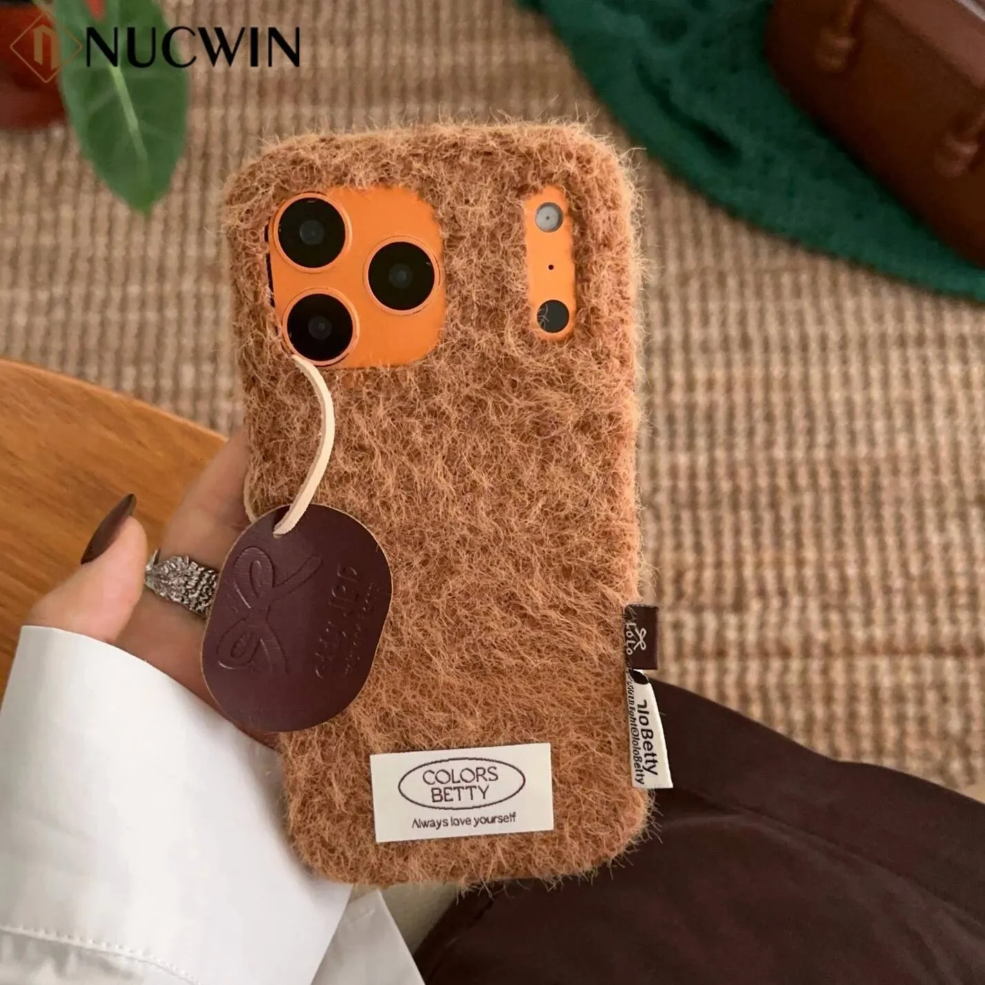 Autumn Winter Solid Color Fluff Covered Shockproof Plastic Wallet Phone ...