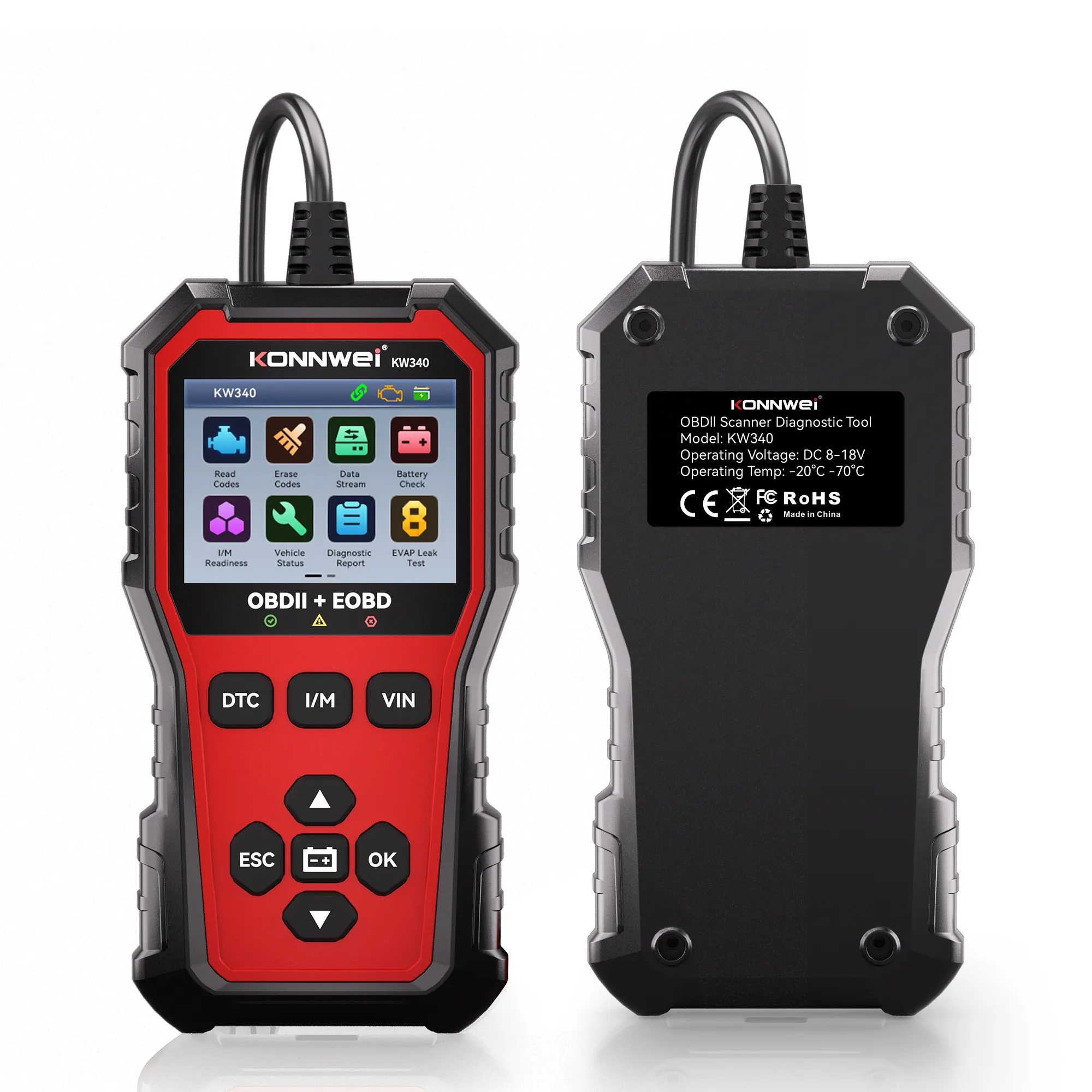 KONNWEi Car OBDII Diagnostic Tool Engine Fault Code Reader Battery Test ...