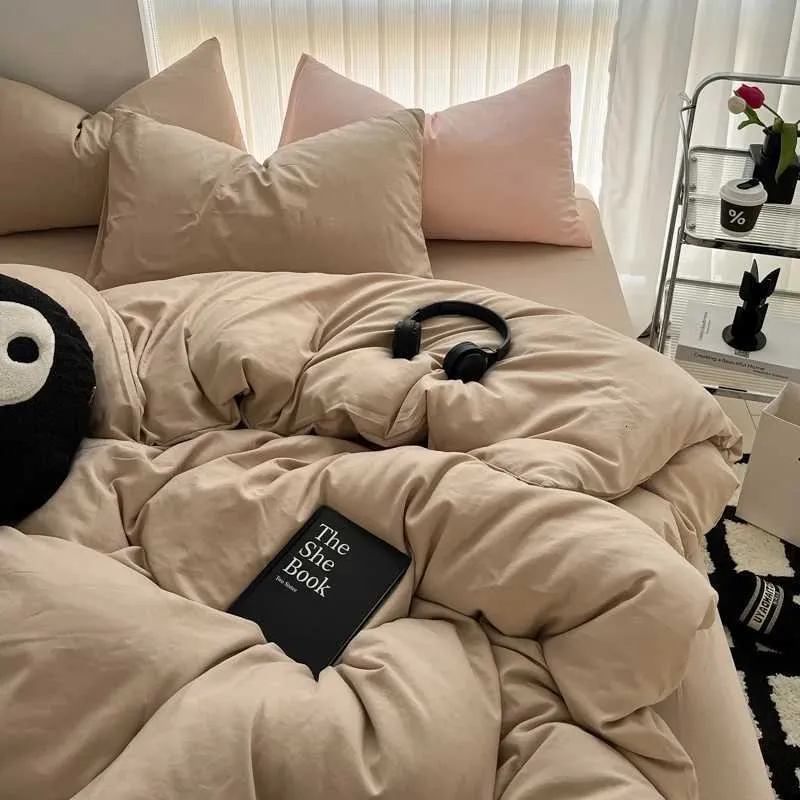 Cozy Bedding Set King Size Duvet Cover with Zipper Closure Solid Color ...