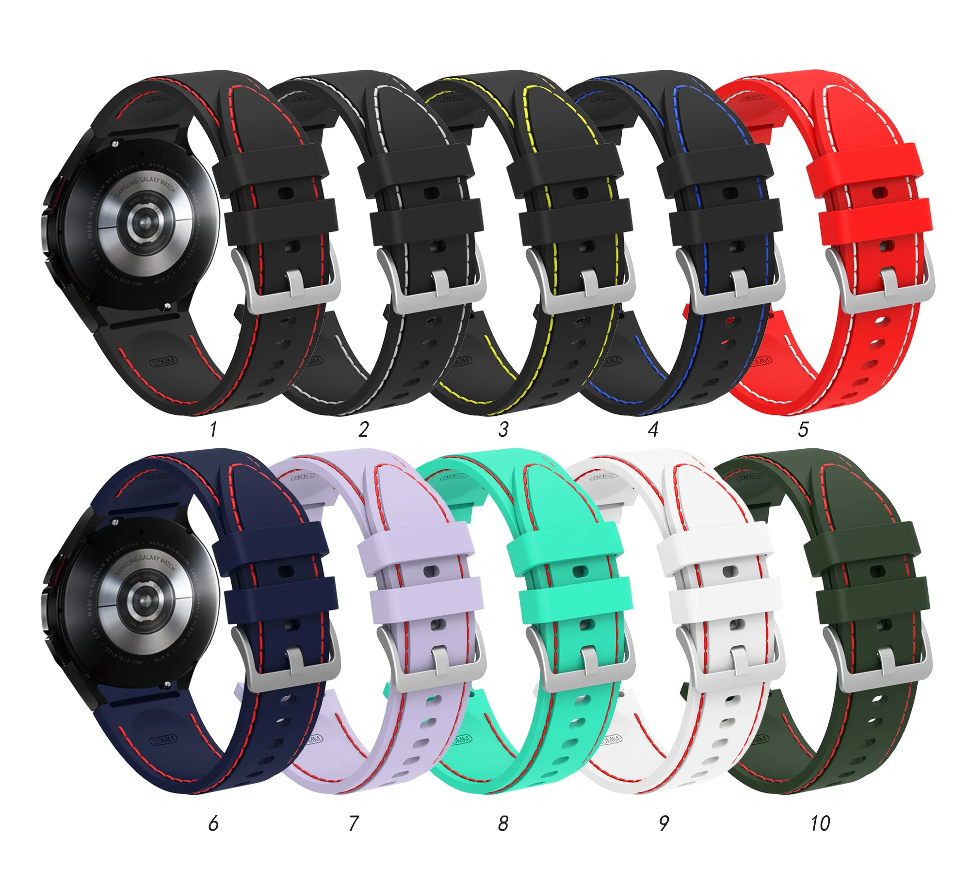 Silicone Watch Bands For Samsung Galaxy Watch 7/6/5/4 Series ...