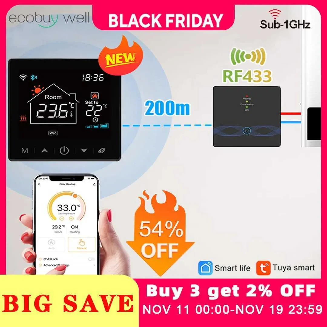 Tuya Smart Home Wifi Wireless Thermostat RF Battery Gas Boiler Water ...