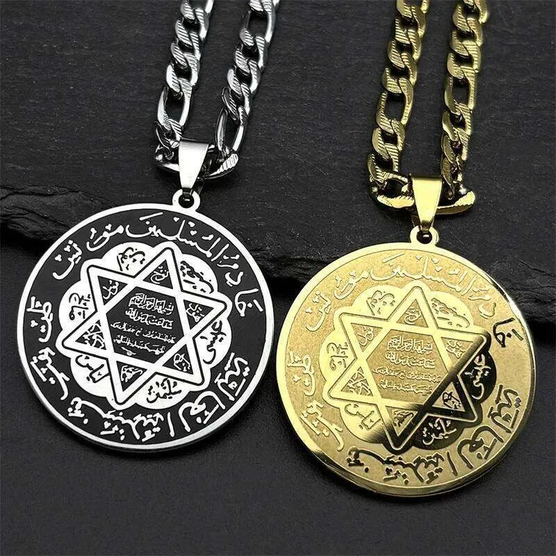 Islamic Pendant Necklace for Women Men Stainless Steel Gold Color ...