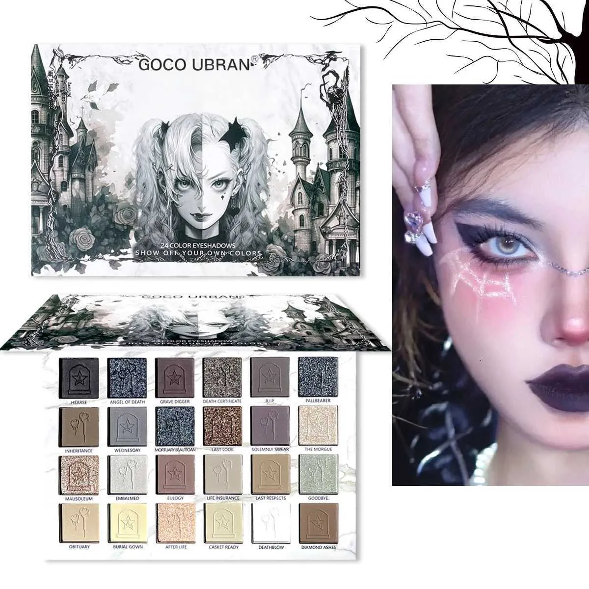 24-Color Dark Elf Eyeshadow Palette Gothic Vampire Style Makeup Set ...