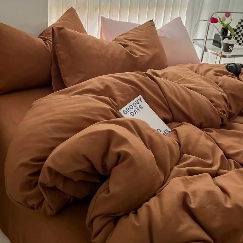 Cozy Bedding Set King Size Duvet Cover with Zipper Closure Solid Color ...