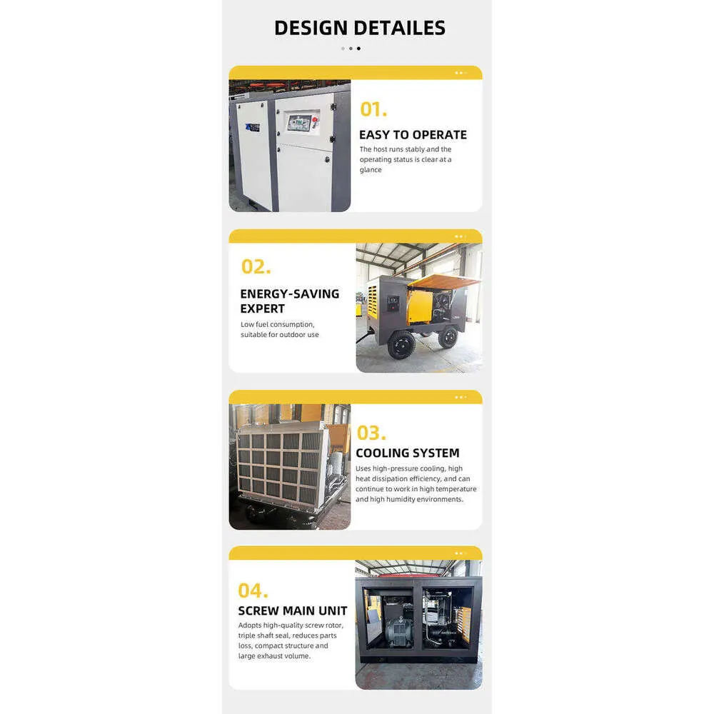 200-1600 Cfm Mobile Diesel Screw Type Rotary Air Compressor for Mining ...