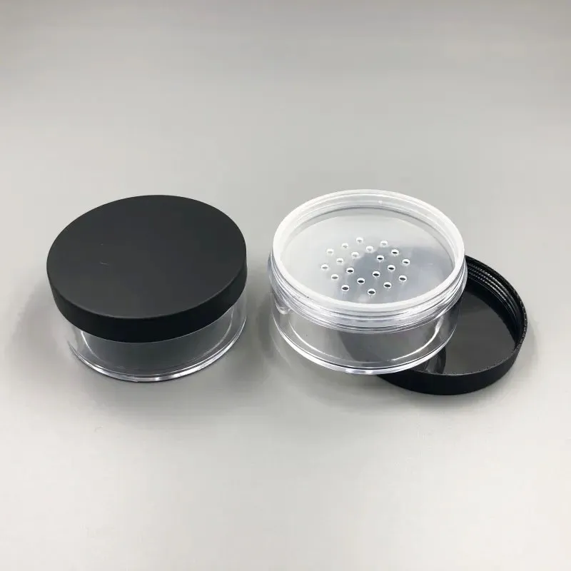 Loose Powder Jars Plastic Round Case with Sifter Screw Cap Acid Etch ...
