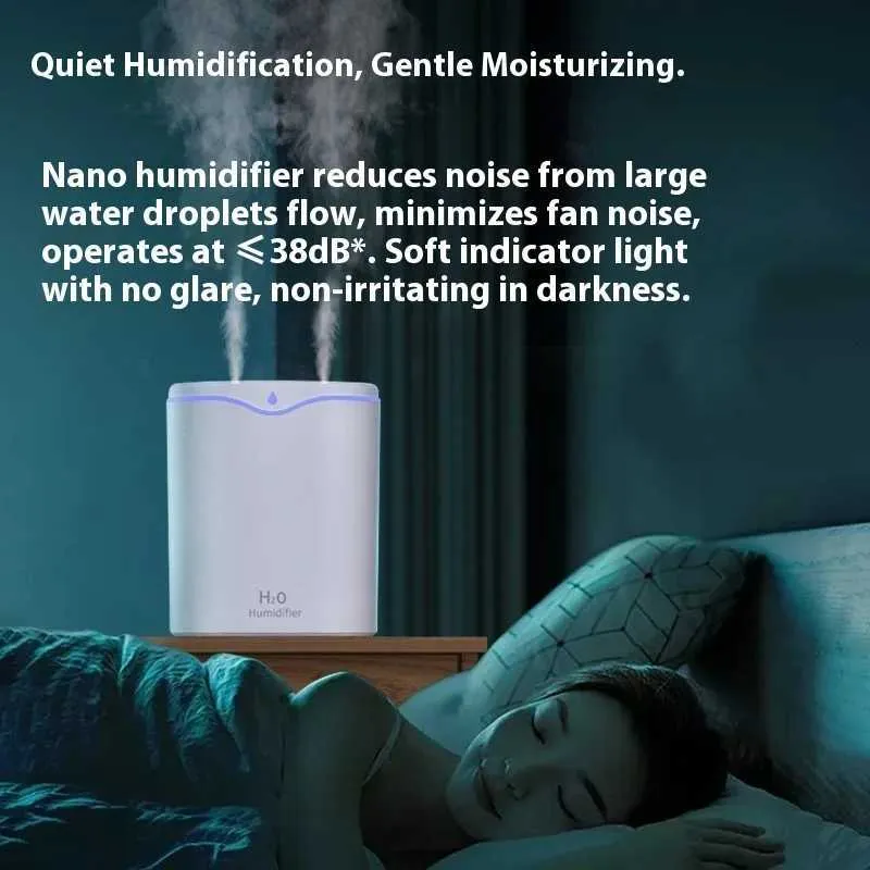 Large Capacity 5L Dual Spray USB Humidifier Berry Blue Portable Silent ...