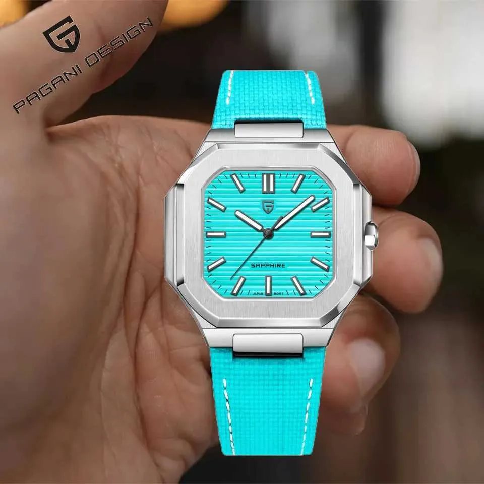 PAGANI DESIGN Mens Square Quartz Watch Waterproof Sports Sapphire ...
