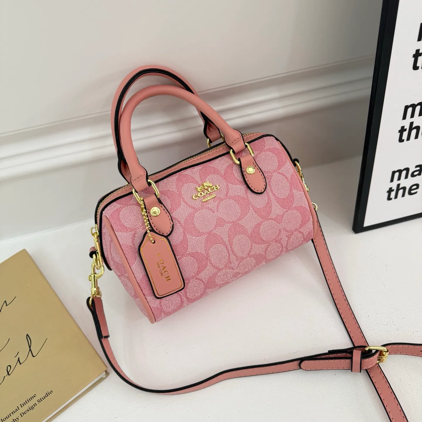 Mini Boston Bag Handbag Shoulder Crossbody Bag with Zipper Closure, PU ...
