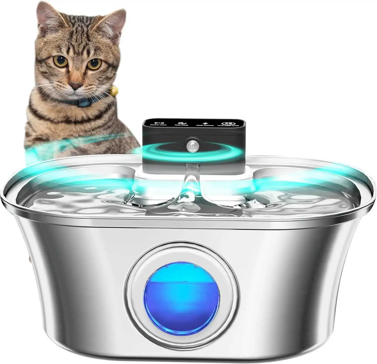 Voford 32L Stainless Steel Automatic Cat Water Fountain with 4200mAh ...