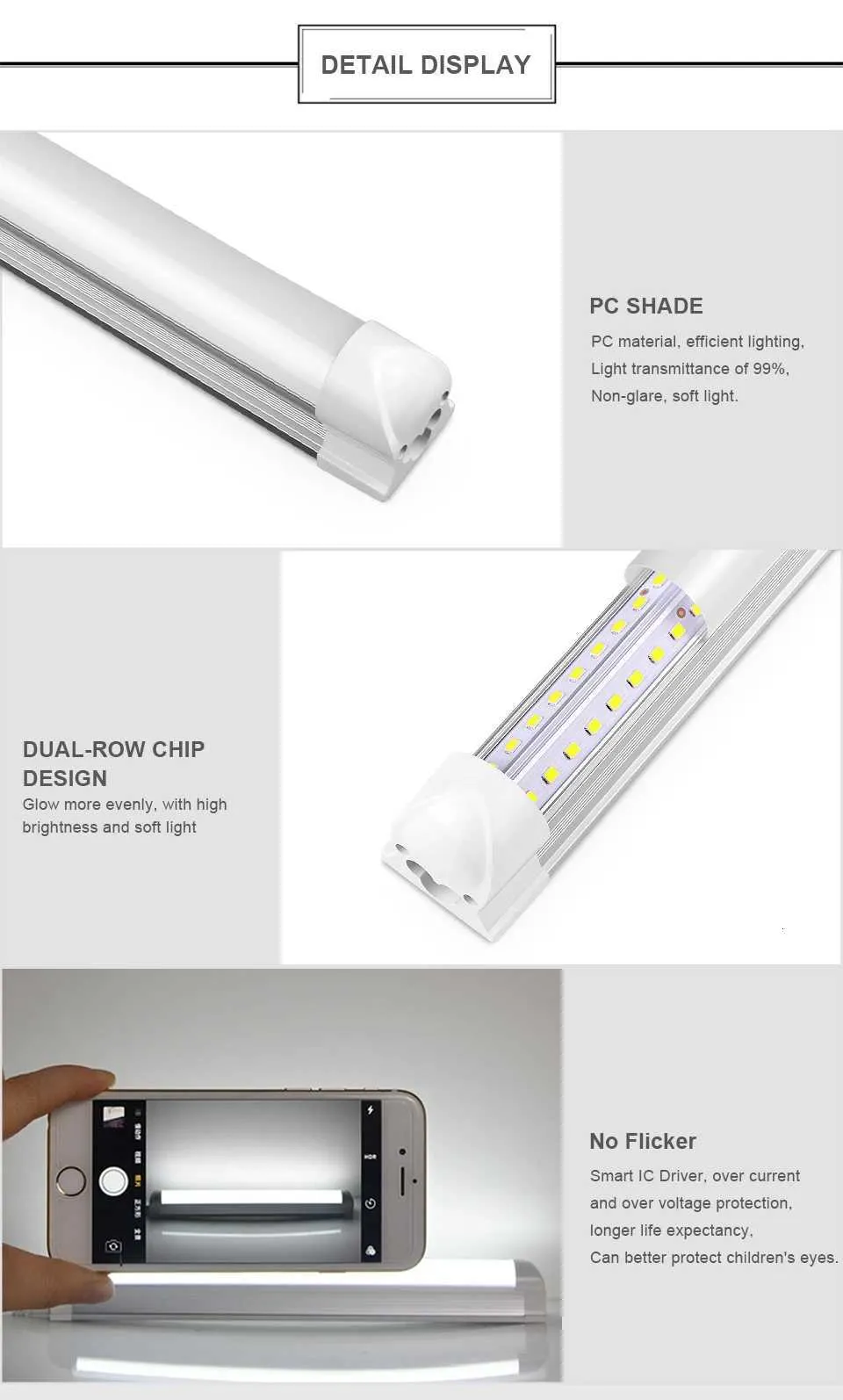 50CM T8 25W LED Tube Light U-Shaped AC Cool White 5500-7000K Kitchen ...