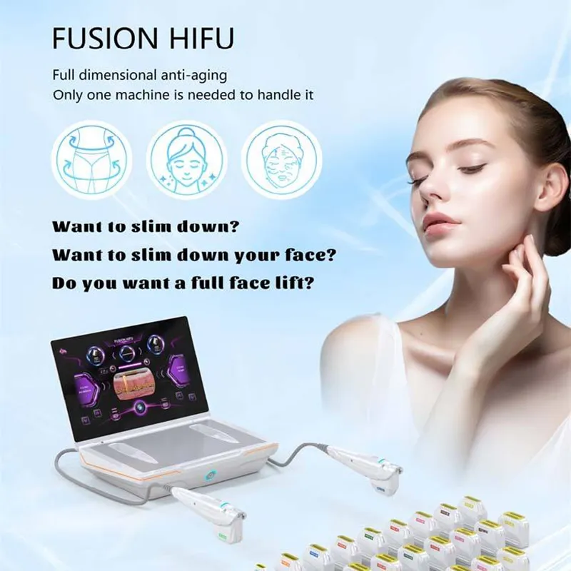 Dual-Line HIFU Beauty Machine with 5 Standard Cartridges for Facial ...