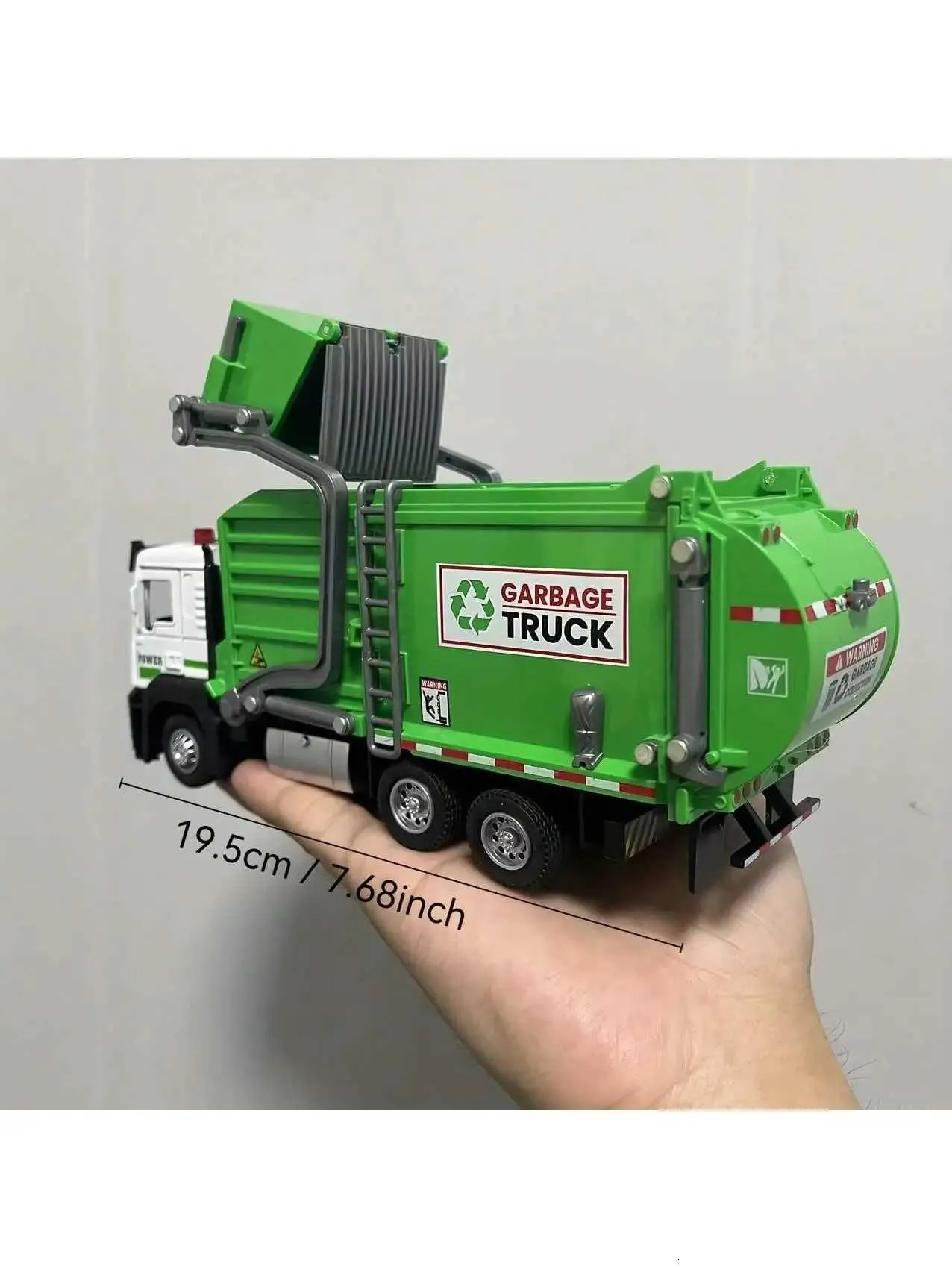 Realistic Garbage Truck Toy Set with Trash Can and STEM Learning Cards ...