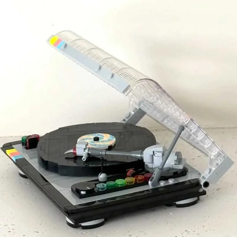 MOC Wooden Classic Festival Retro Vinyl Record Player Building Block ...