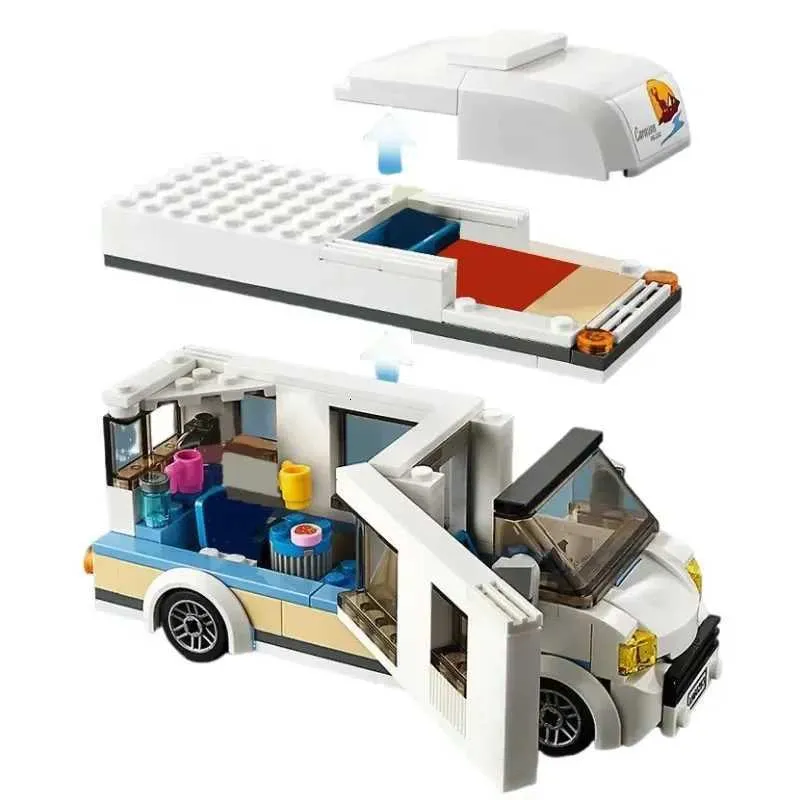 Compatible MOC Sets City Series Wooden Camper Van Building Blocks Model ...