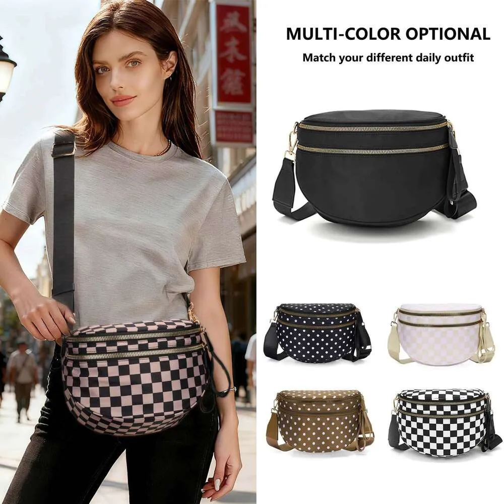 GGCKGG Black and White Checkered Nylon Bum Bag Plus Size Friendly Fanny ...