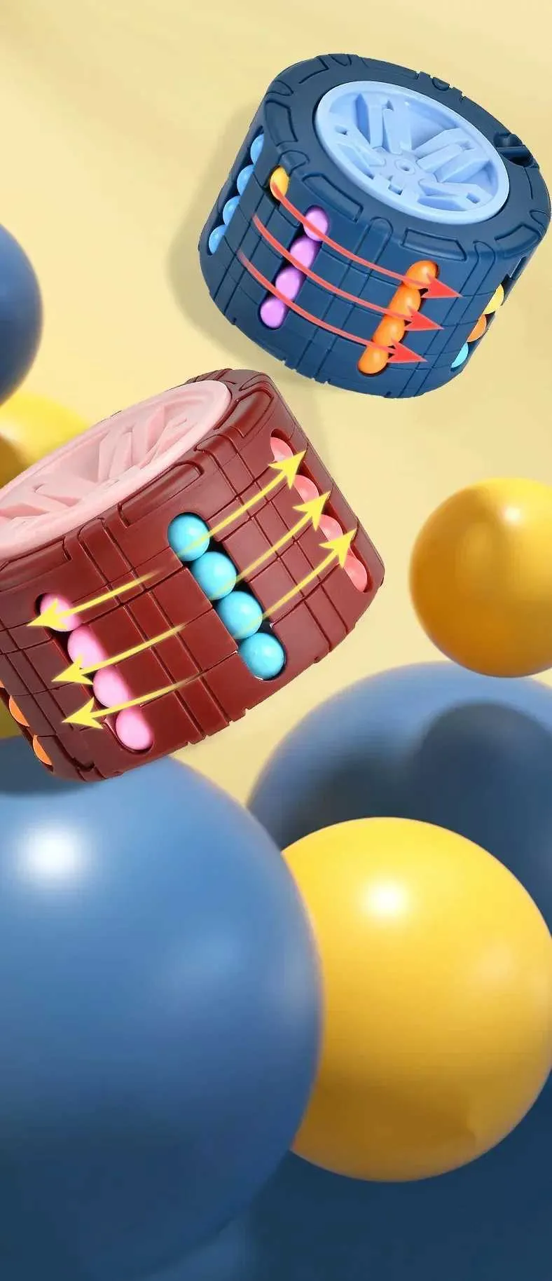 Montessori 3D Cylinder Cube Toy Violet Nylon Educational Puzzle for ...