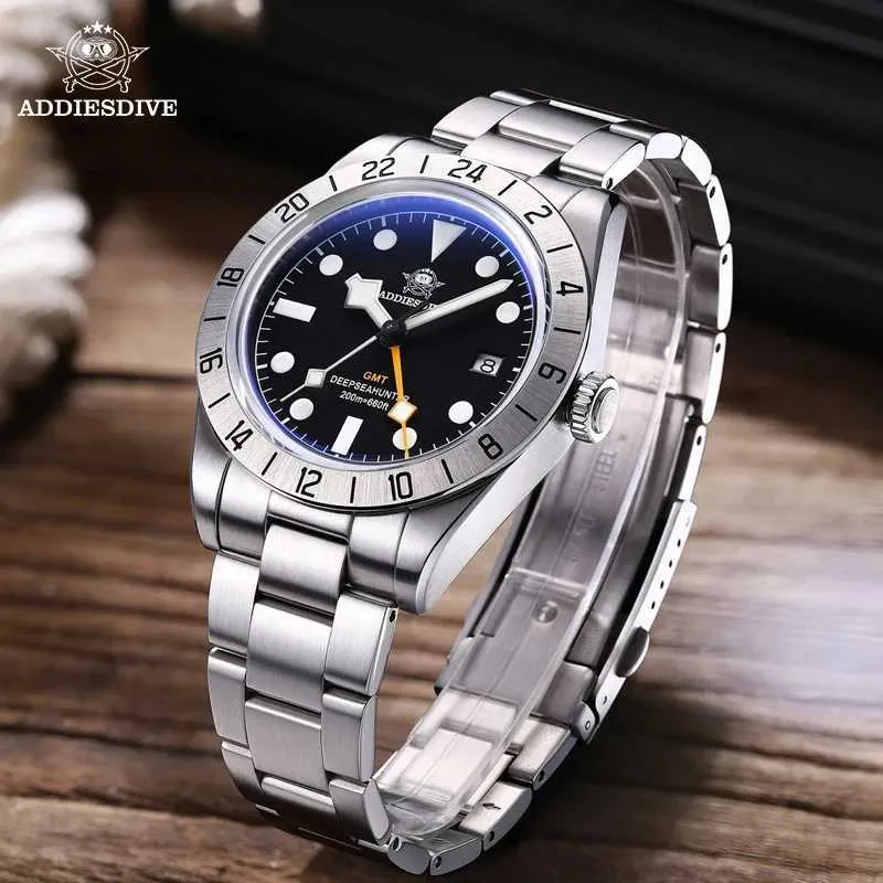ADDIESDIVE 39mm Quartz GMT Men's Dive Watch 200m Waterproof Orange ...