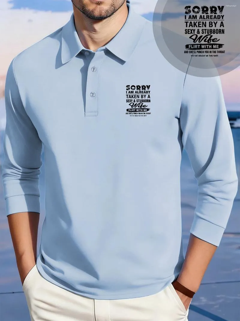 Men's Long-Sleeve Polyester Polo Shirt with Baseball Collar and Button ...