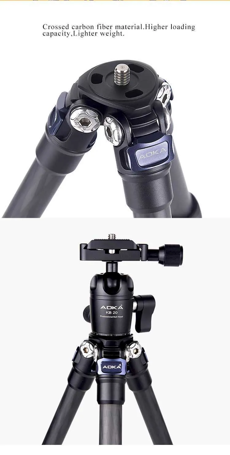 AOKA CMP163CL 12 in Folded Mini Carbon Fiber Tripod for Camera, 55 lbs ...